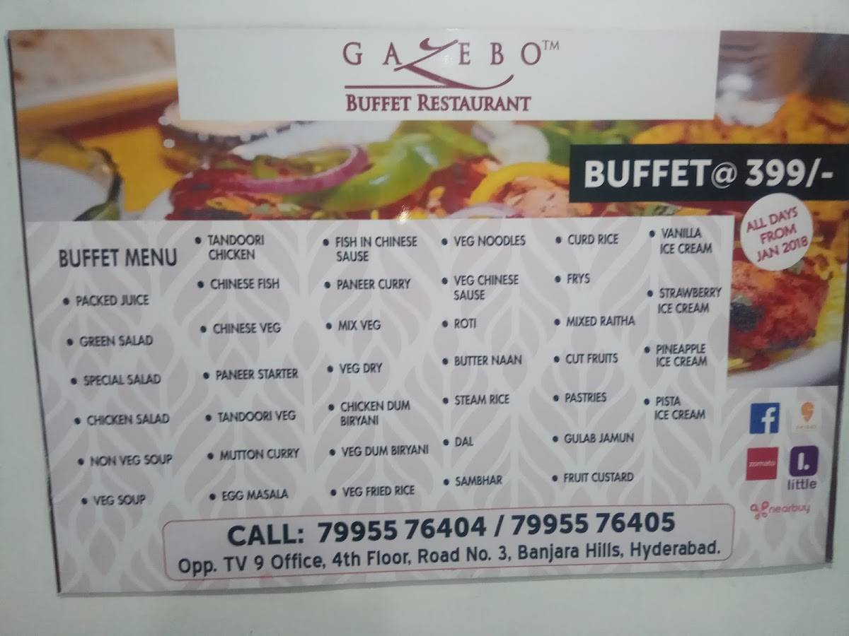 Menu at Gazebo Buffet Restaurant, Hyderabad, 4th Floor