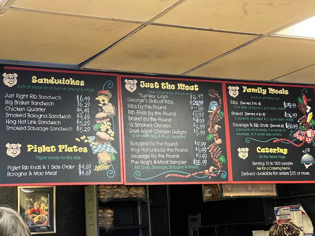 Menu at George's Happy Hog Bar-B-Q, Oklahoma City, 712 Culbertson Dr