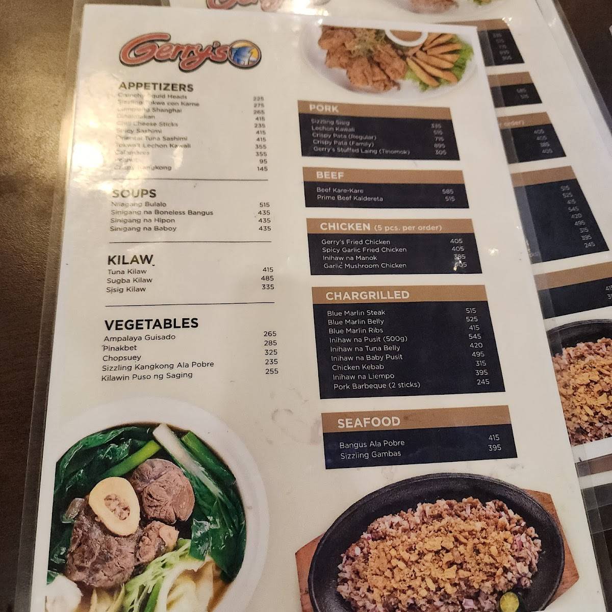 Menu at Gerry's Robinsons Place Ermita (Gerry's Grill) restaurant ...