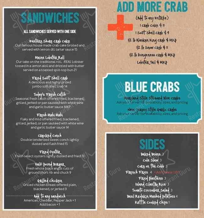 Menu at Gettin Crabby At The Crab Barn, Reading