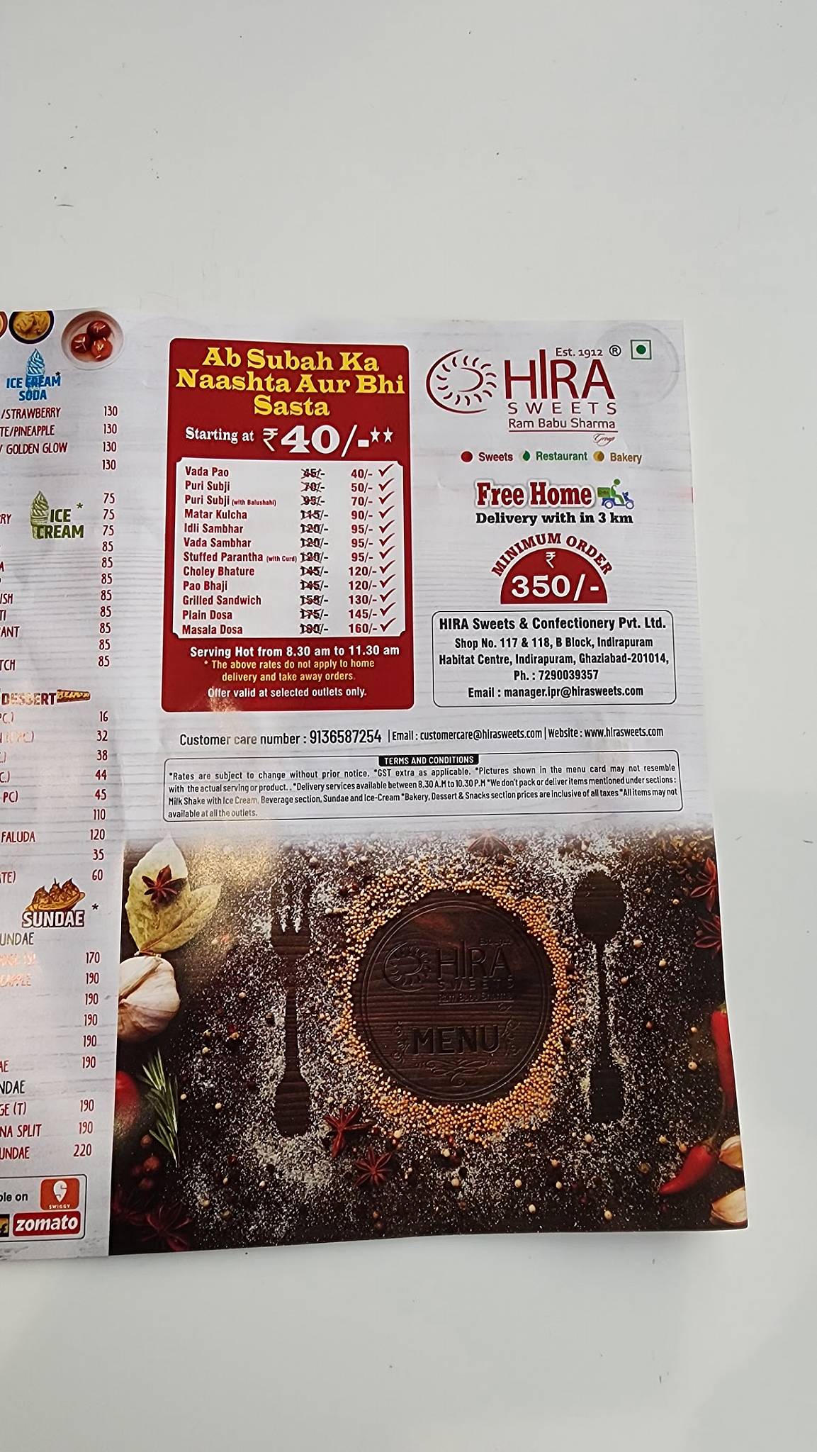 Menu at Hira Sweets, Ghaziabad, 118 Ground floor