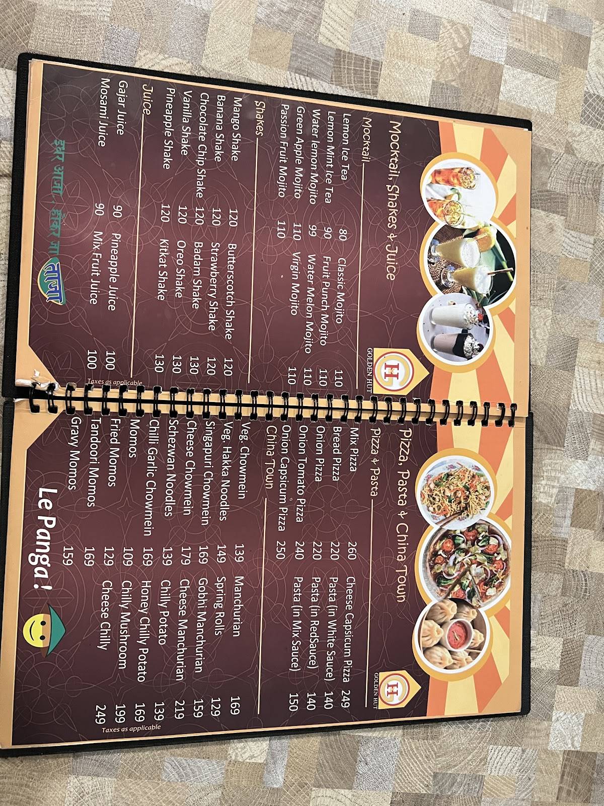 Menu at Dhaba In Derabassi Golden Hut, Gholu Majra