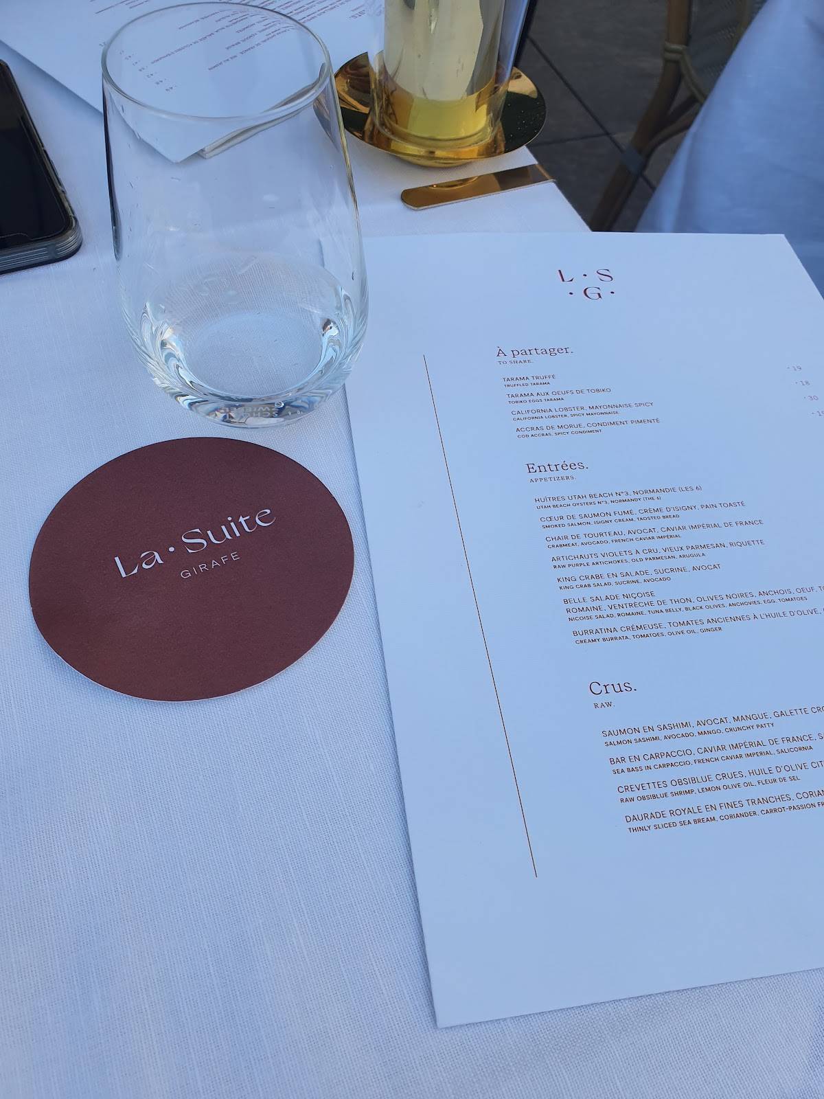 Menu at Girafe Restaurant, Paris