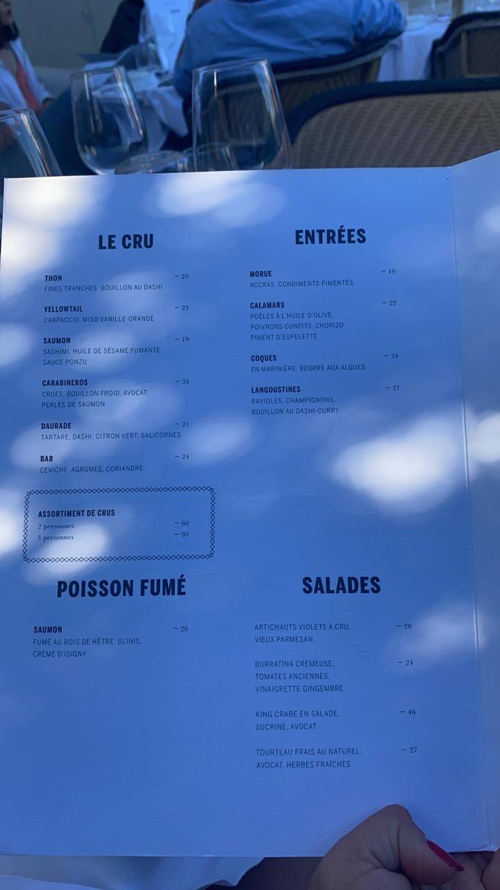 Menu at Girafe Restaurant, Paris