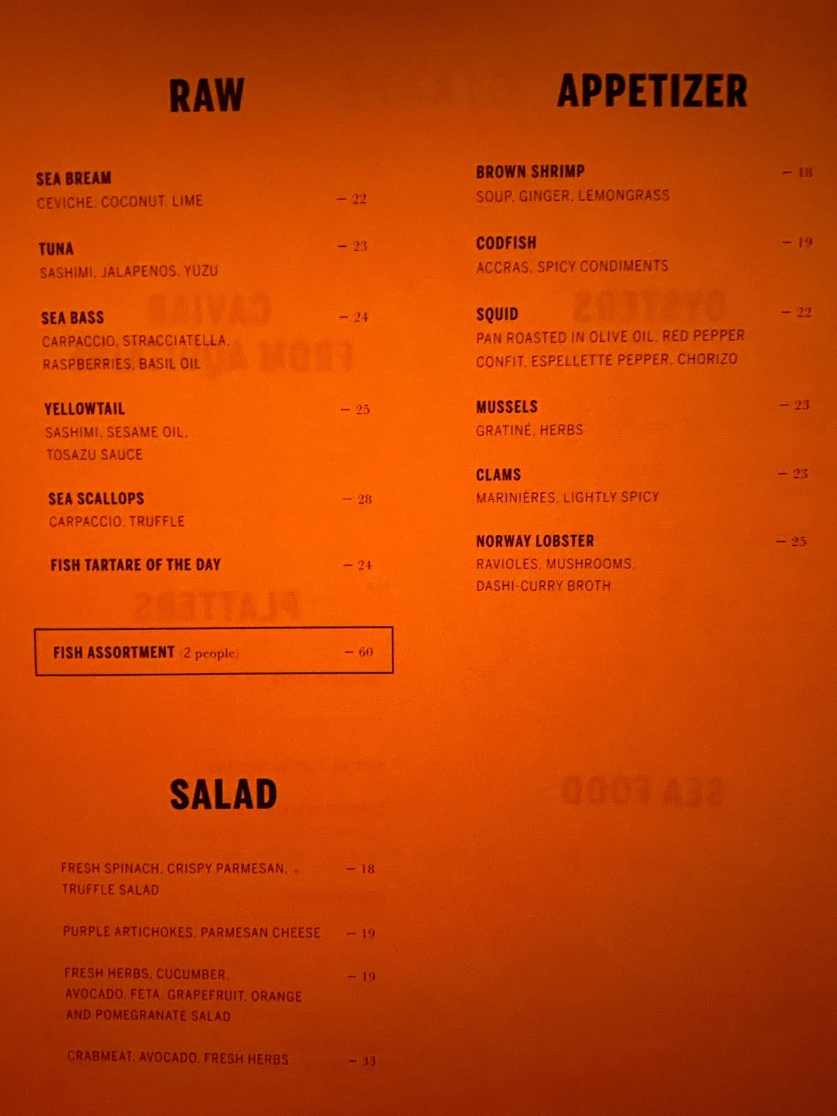 Menu at Girafe Restaurant, Paris