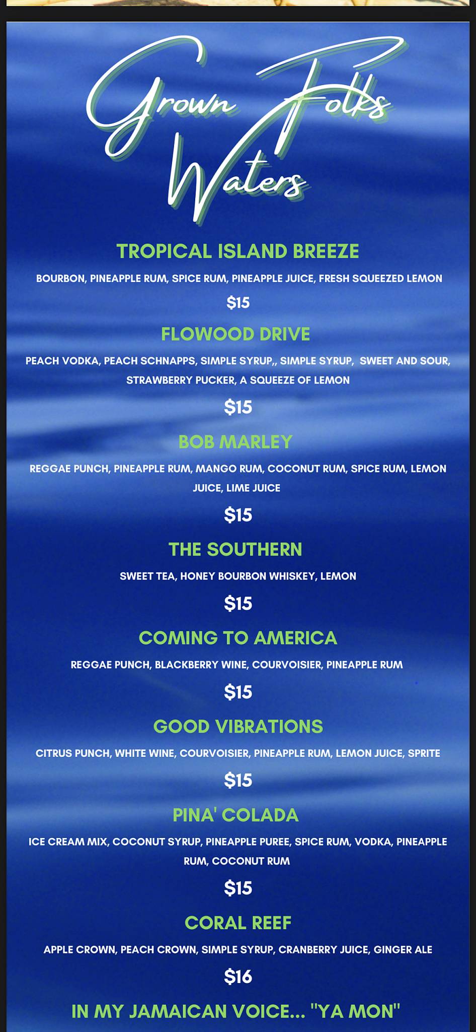 Menu at Godfrey's Flagship restaurant, Flowood
