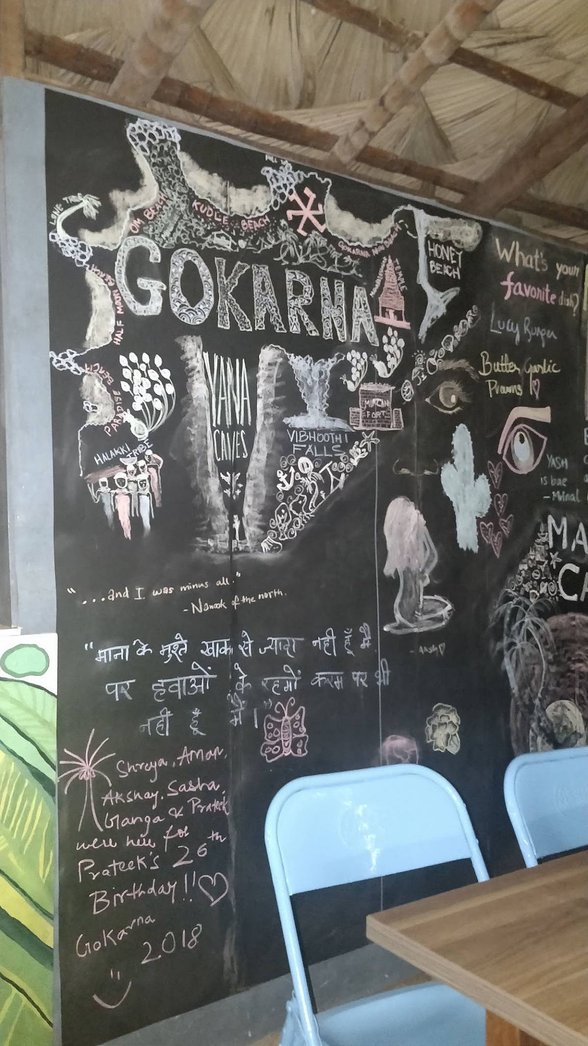 Menu at Mantra Cafe, Gokarna