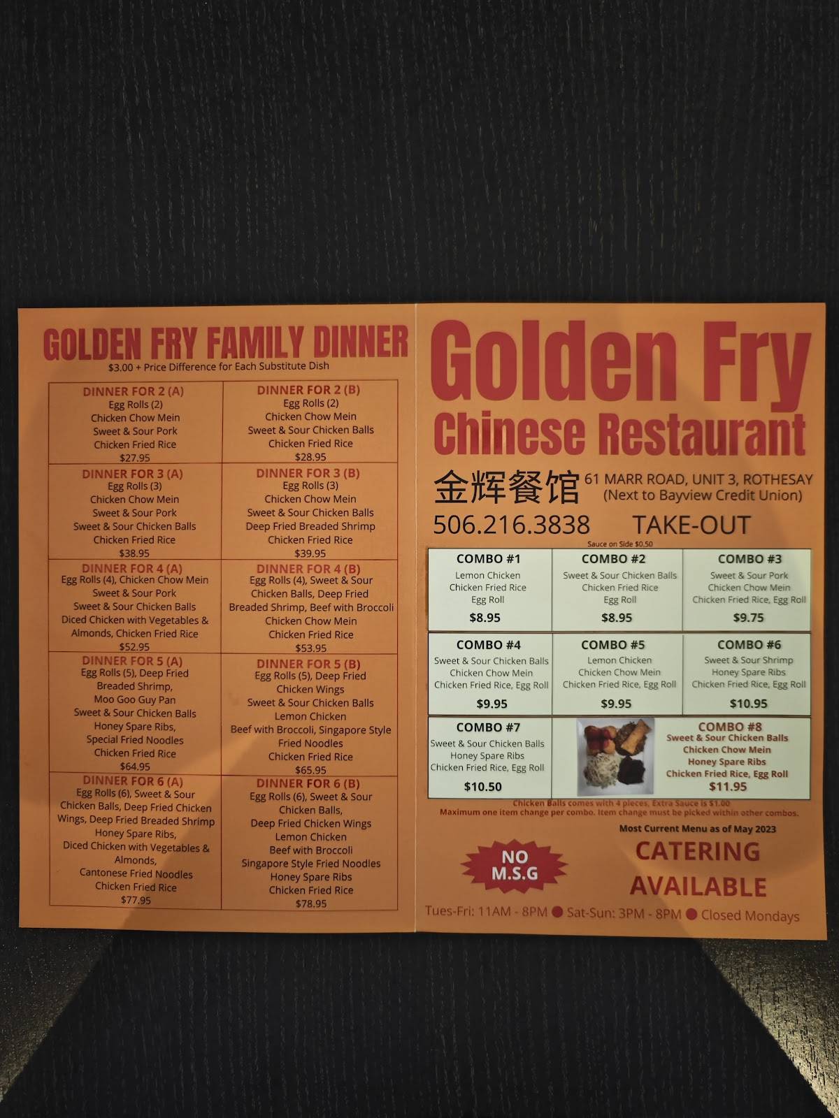 Menu at Golden Fry Chinese Restaurant, Rothesay