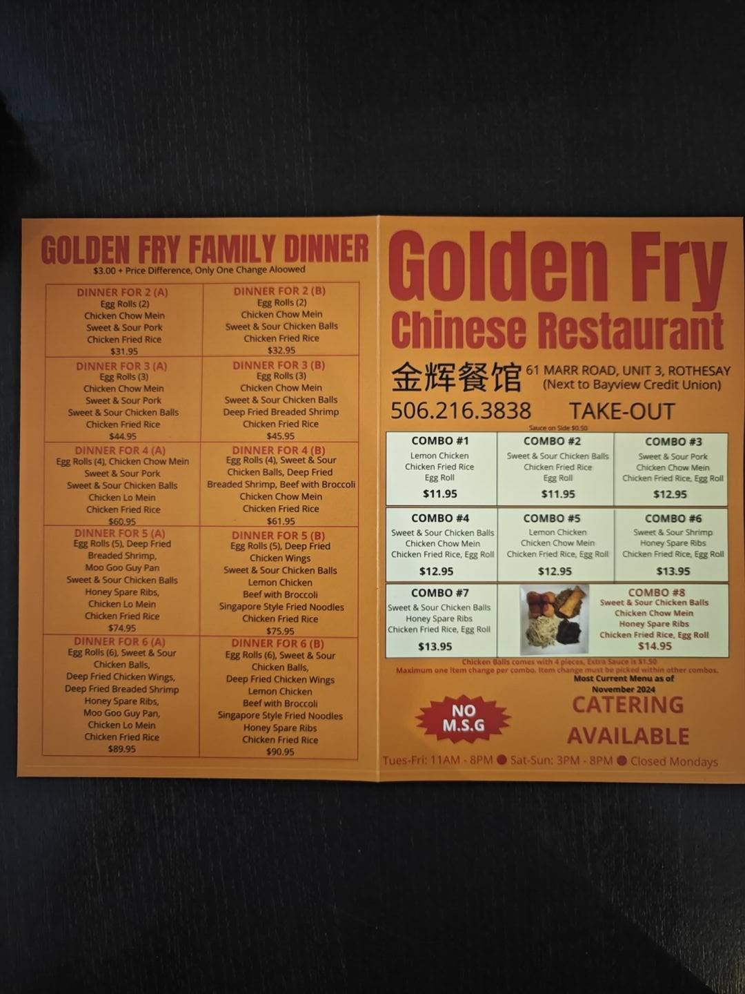 Menu at Golden Fry Chinese Restaurant, Rothesay
