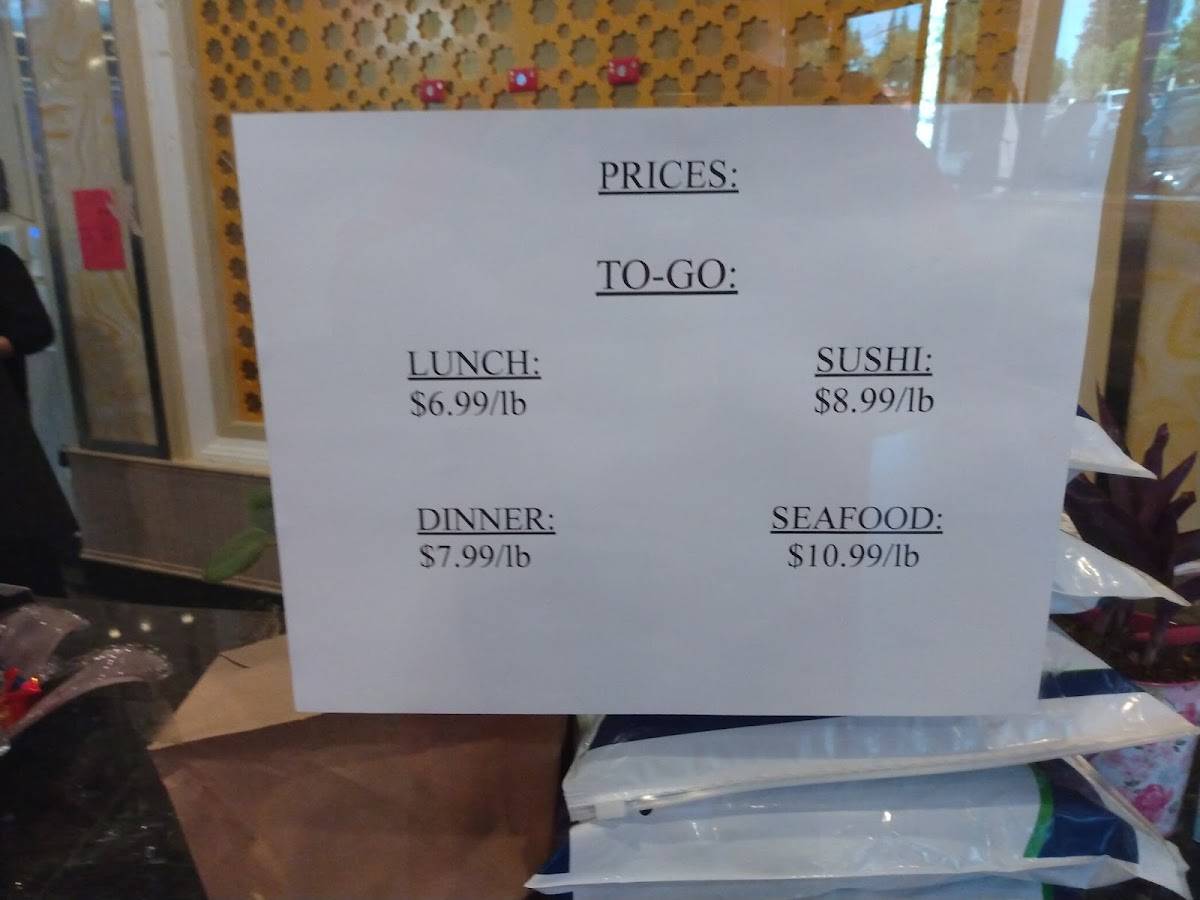 Menu at Golden Harbor Buffet restaurant, Fresno