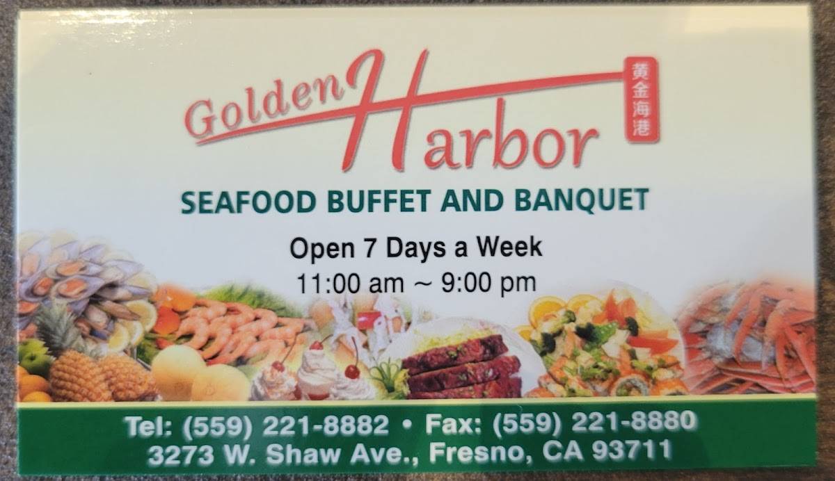 Menu at Golden Harbor Buffet restaurant, Fresno