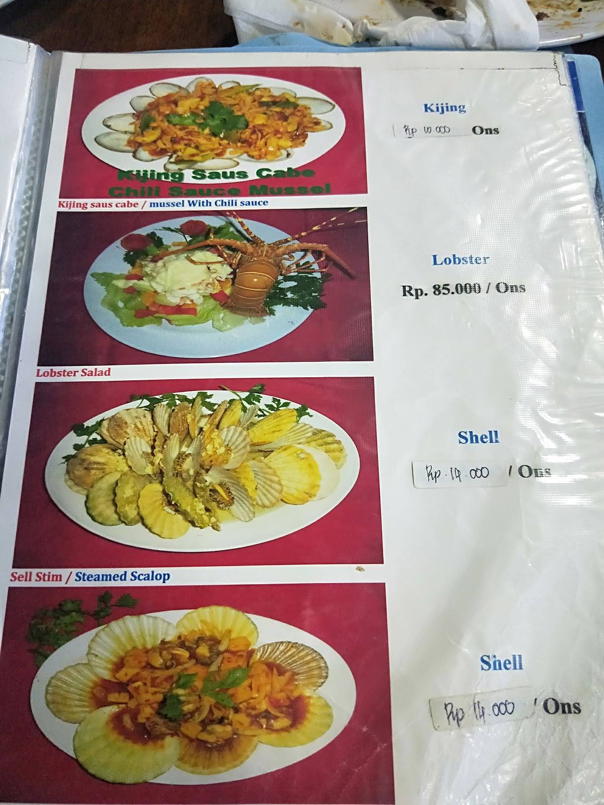 Menu at Golden Prawn 933 restaurant, Batam