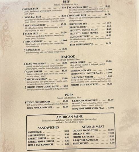 Menu at Golden Village Restaurant, Milton-Freewater