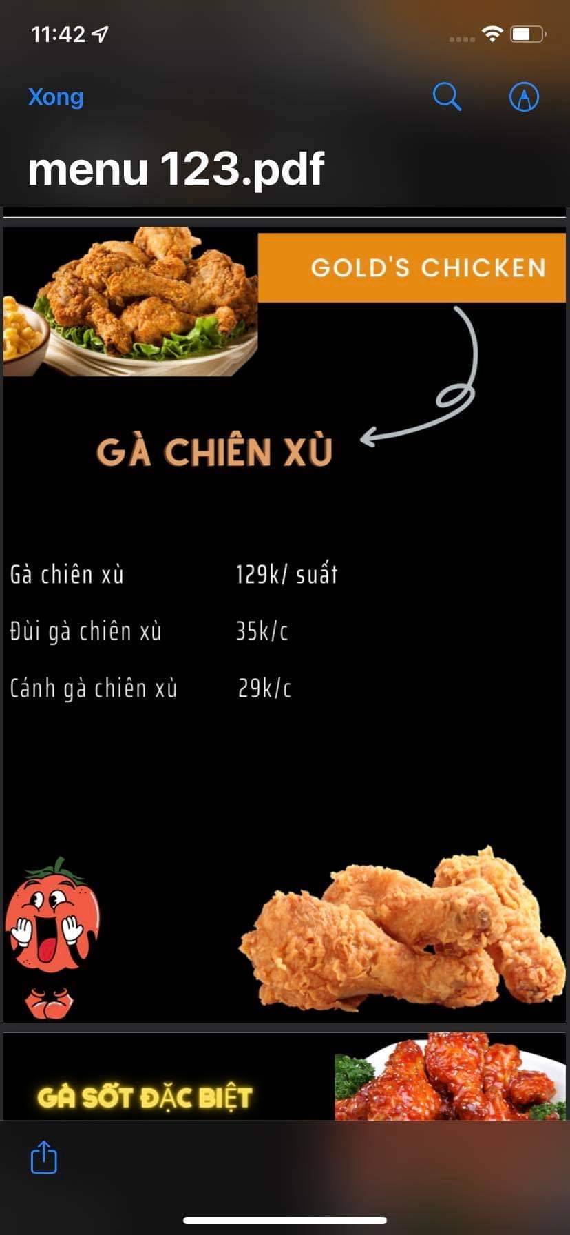 Menu at Gold’s Chicken-Gà Rán Hàn Quốc restaurant, Hanoi