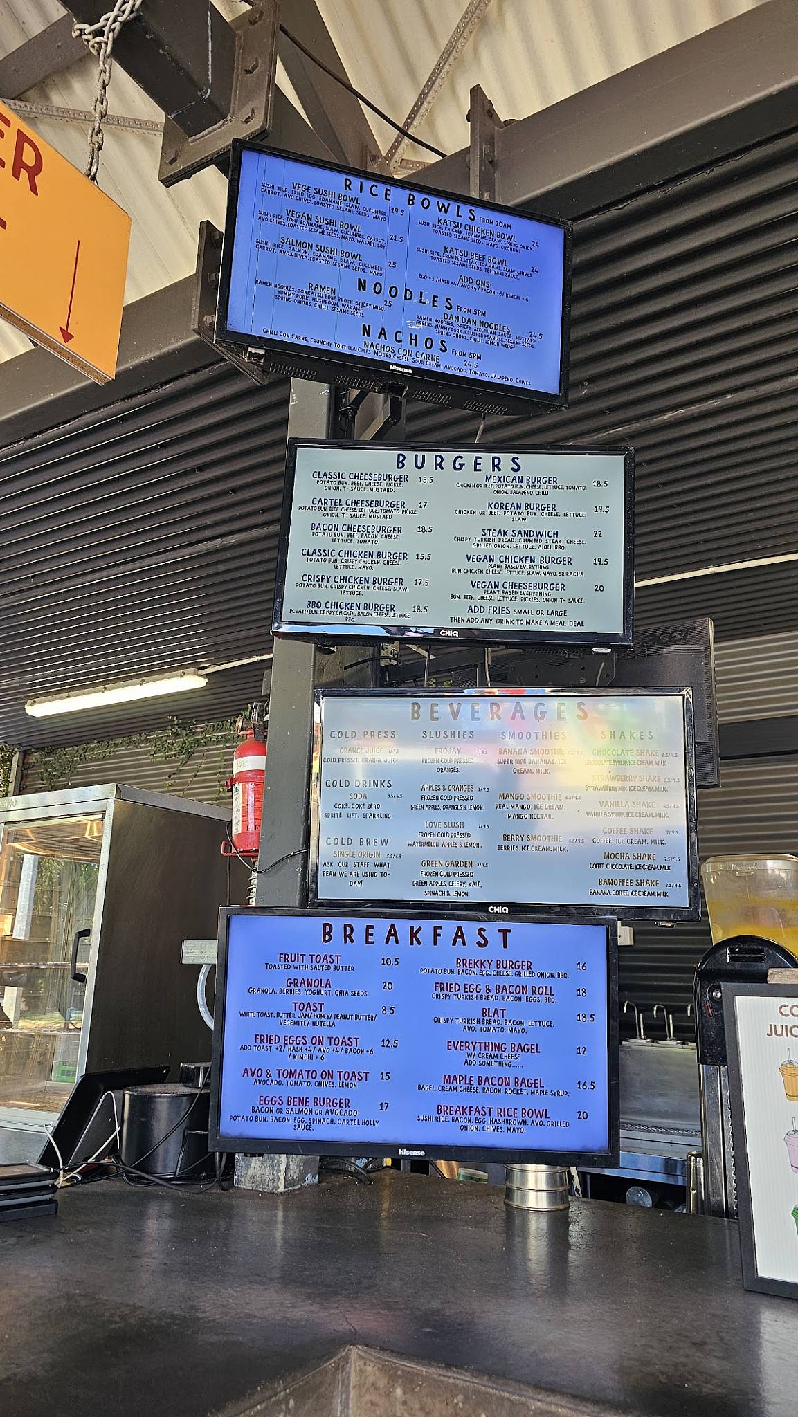 Menu at Good Cartel cafe, Broome