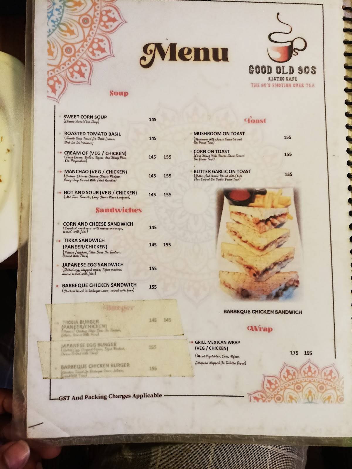 Menu at Good Old 90s Restro Cafe, Kolkata