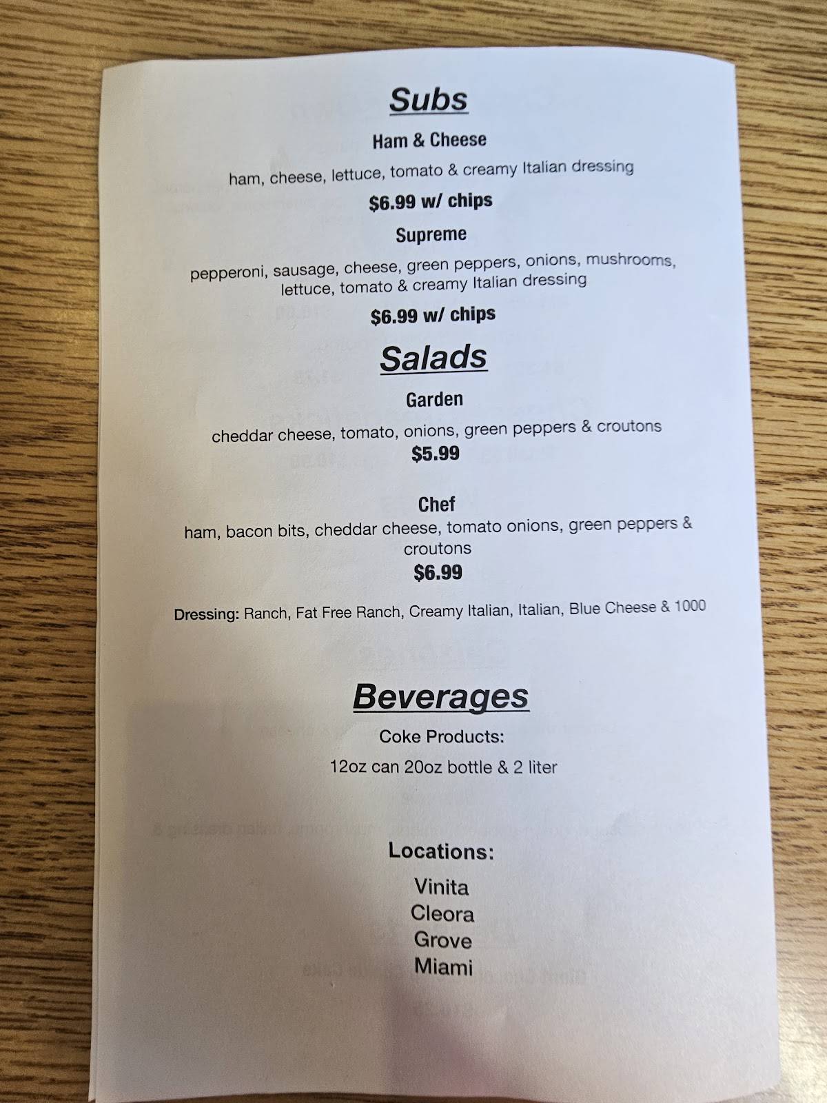 Menu at Goodfellas Pizzeria, Vinita