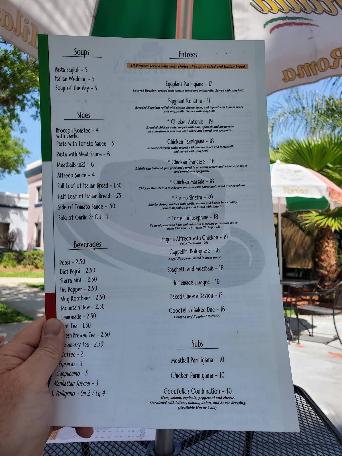 Menu at Goodfella's Pizzeria & Italian Restaurant, DeBary