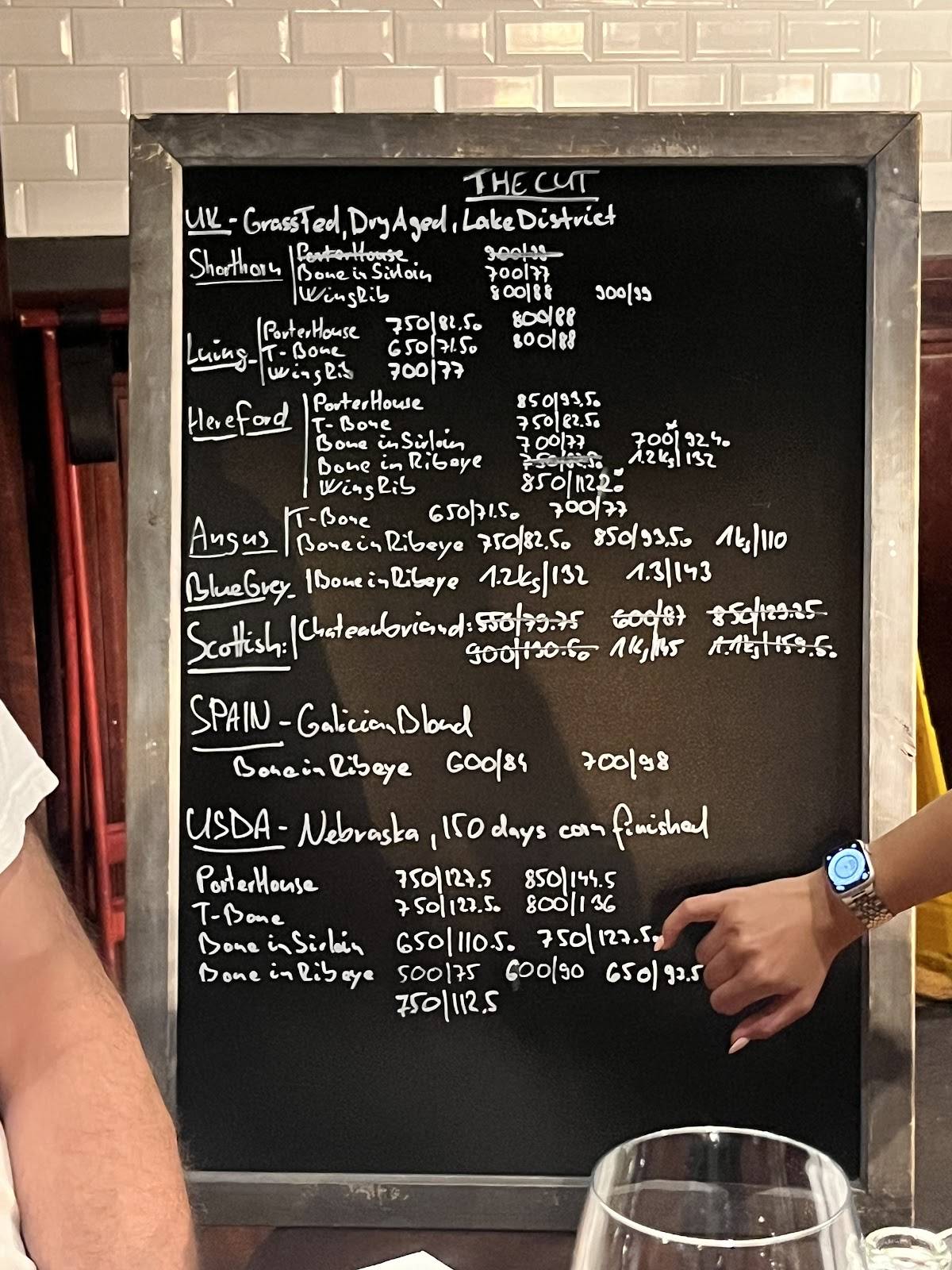 Menu at Goodman City steakhouse, London