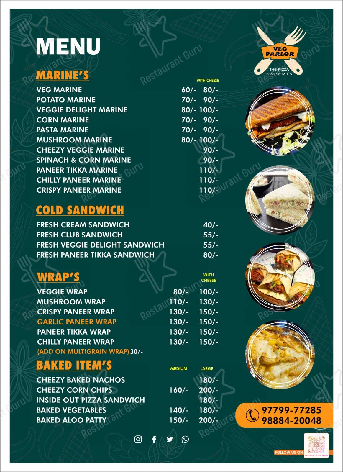 Menu at Veg Parlour The pizza experts, Goraya