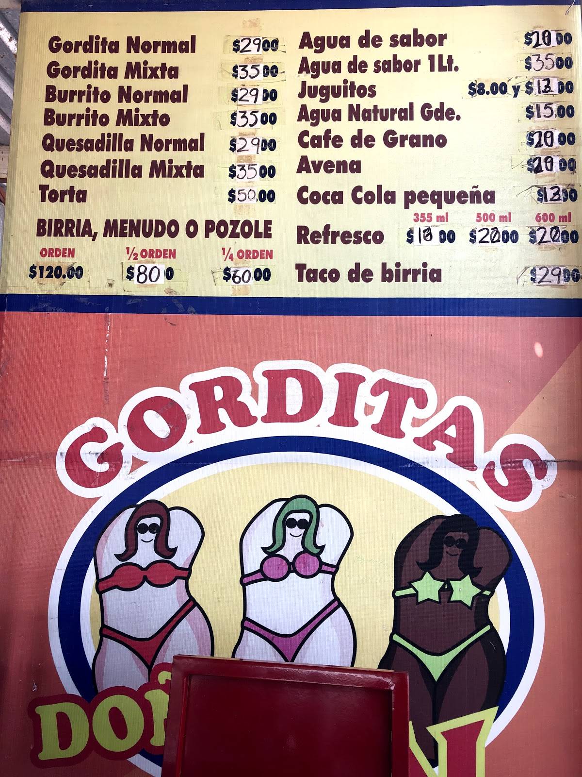 Carta del restaurante Gorditas Doña Pily, La Paz, La Paz-San José del Cabo