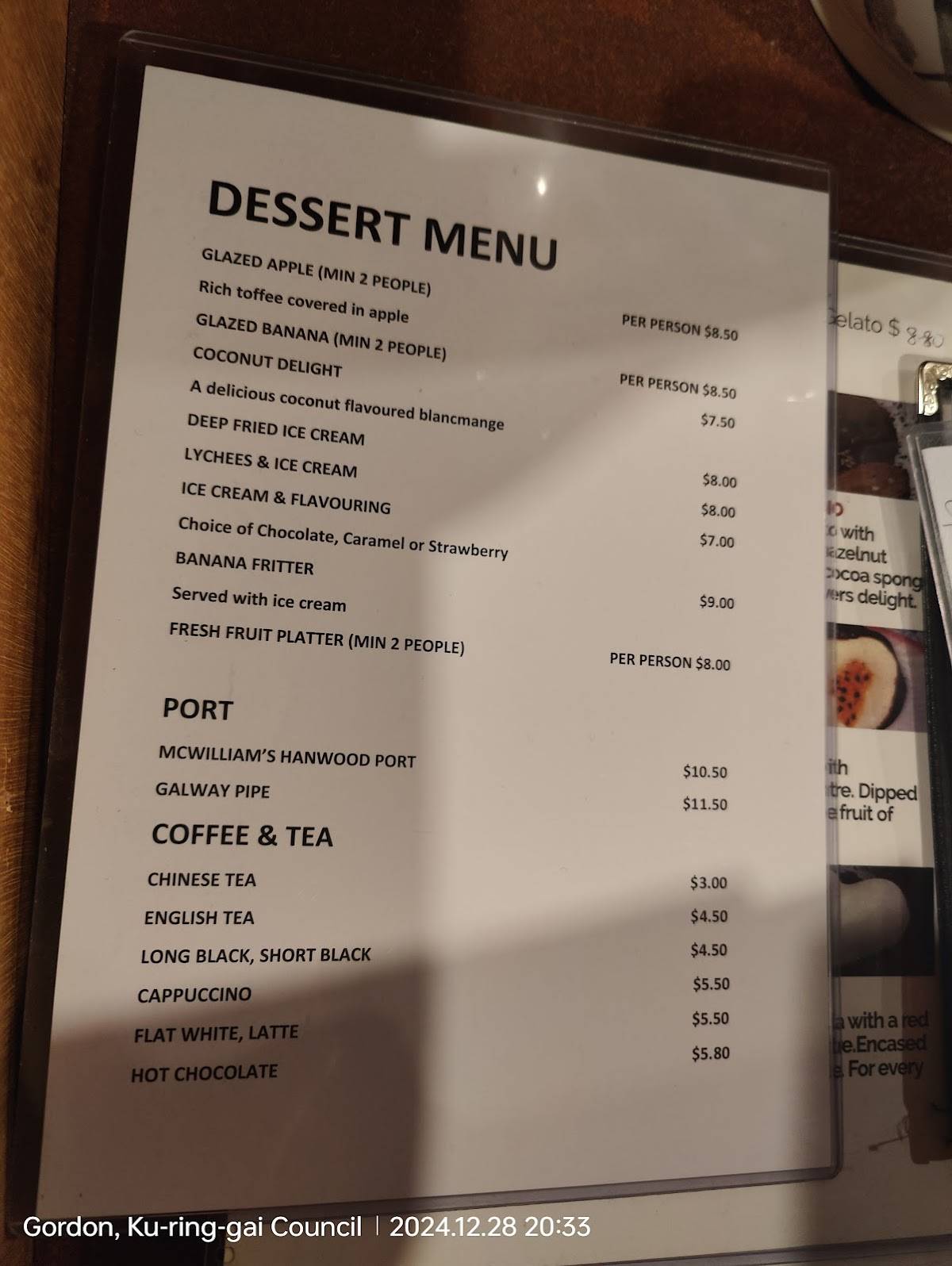 Menu at Choyan Restaurant, Gordon, 9 St Johns Ave