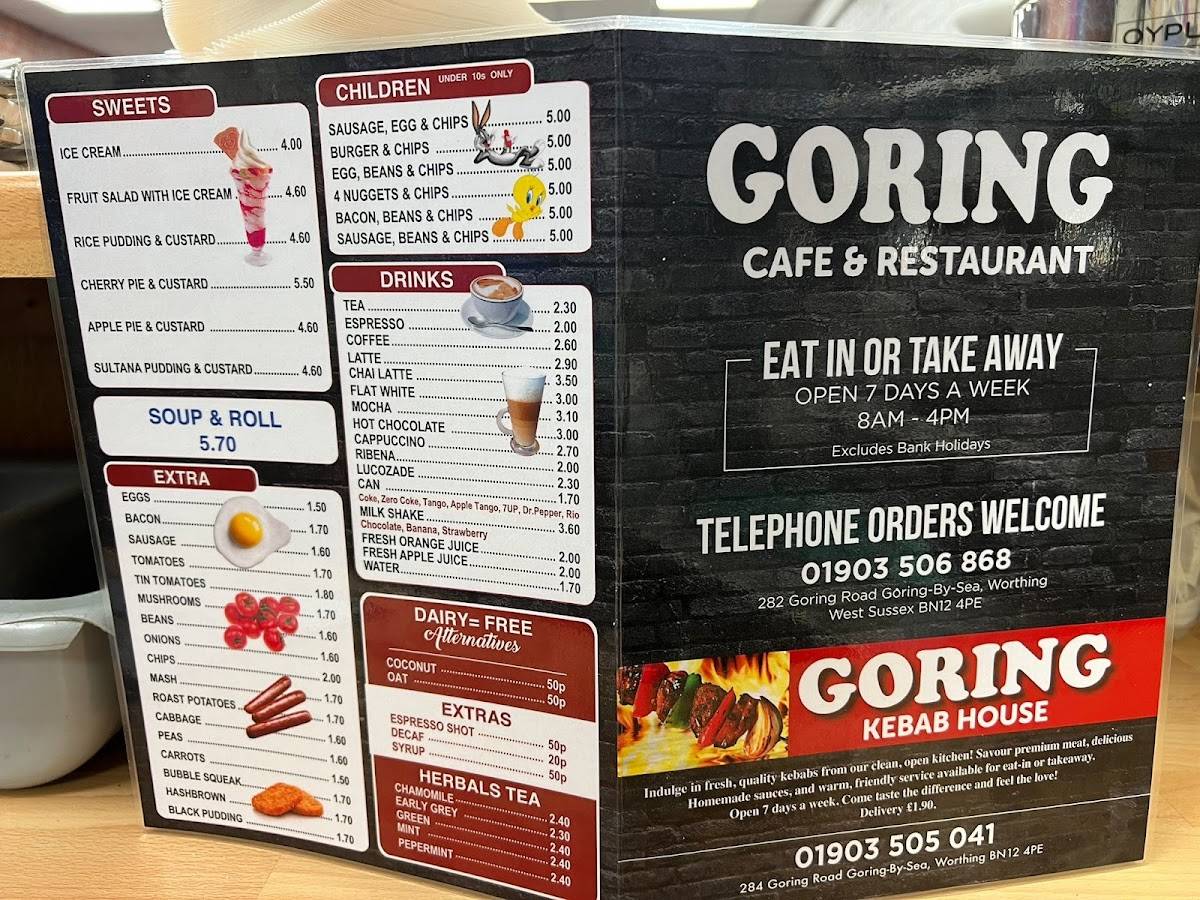 Menu at Goring Cafe Restaurant, Worthing