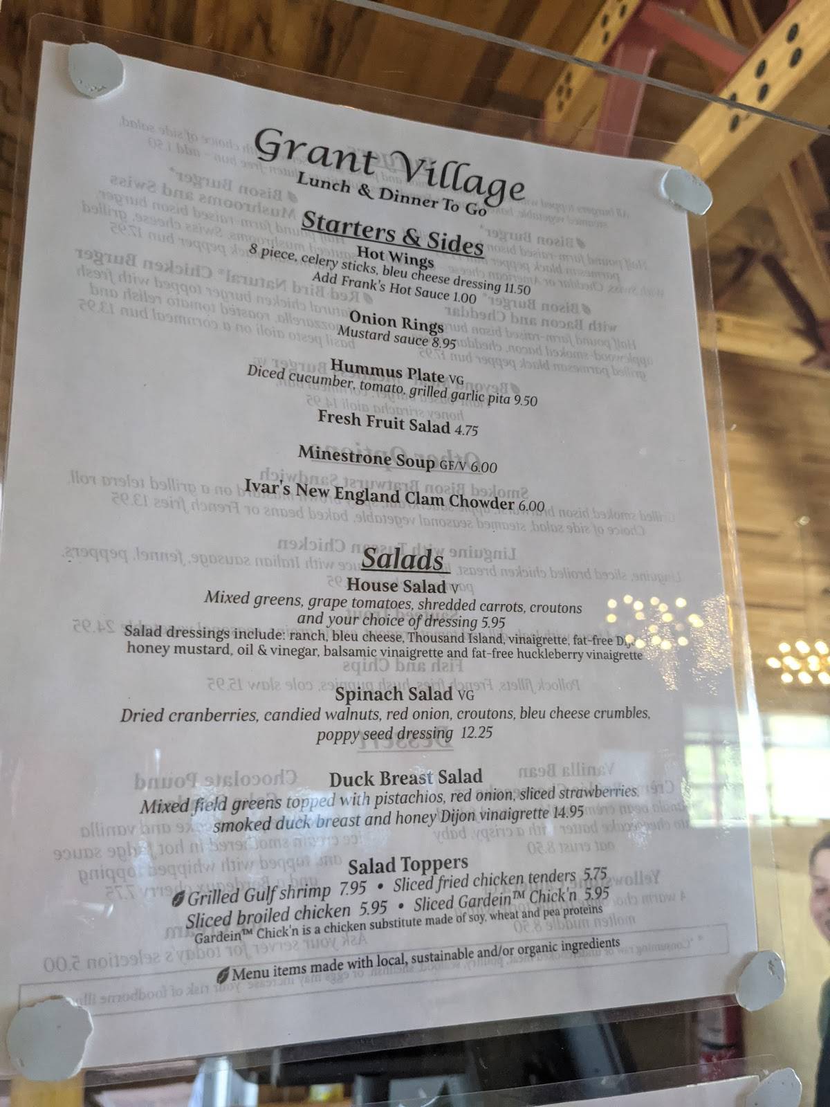 Menu at Grant Village Dining Room restaurant, USA, 550 Sculpin Ln
