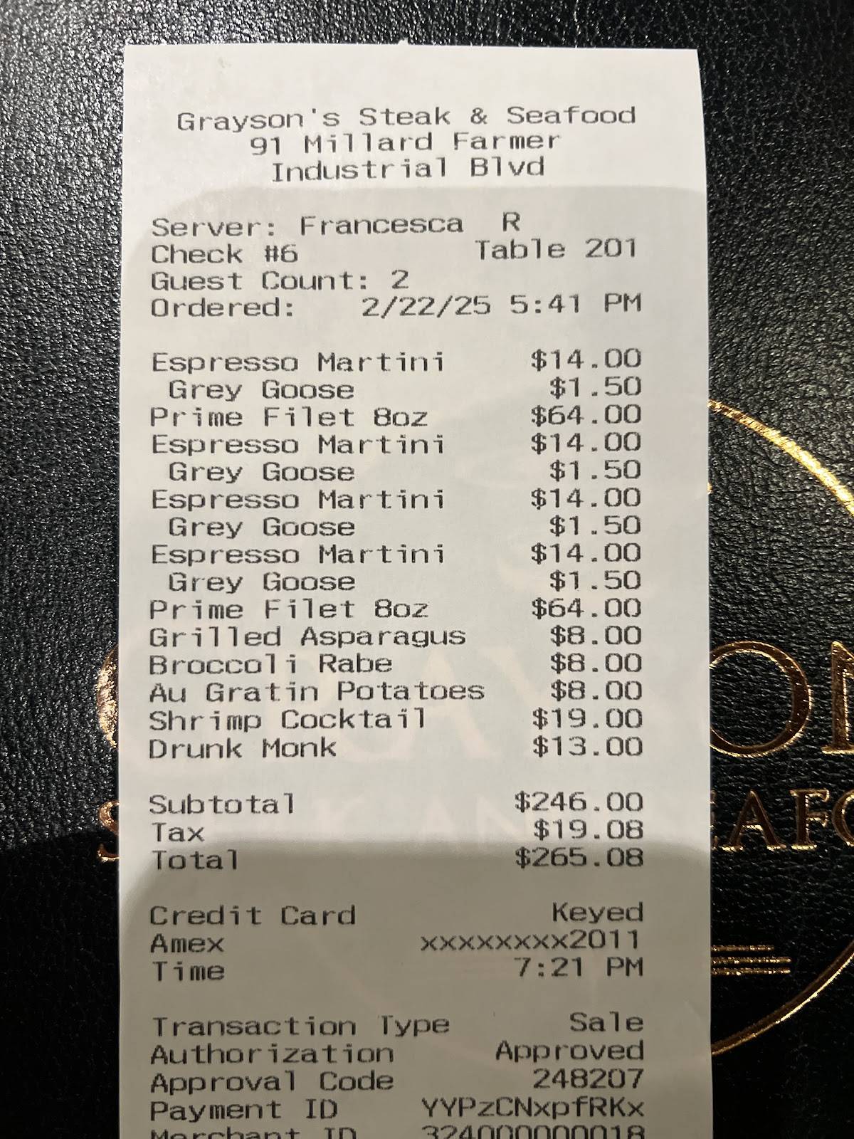 Menu at Graysons Steak and Seafood Restaurant, Newnan
