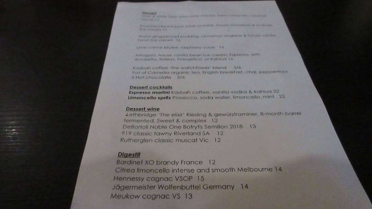 Menu at Graze Apollo Bay restaurant, Apollo Bay