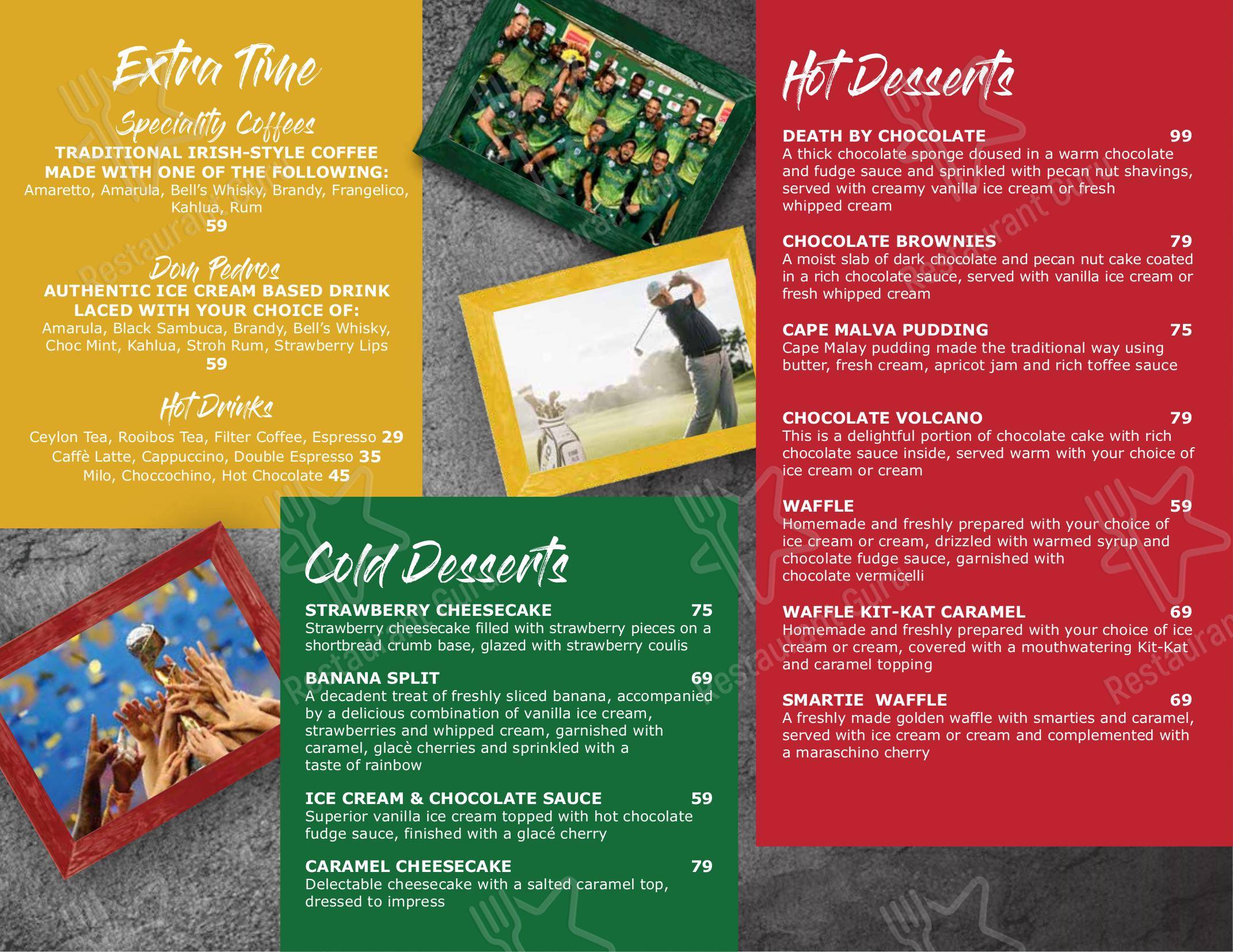 Menu at Green & Gold restaurant, Roodepoort
