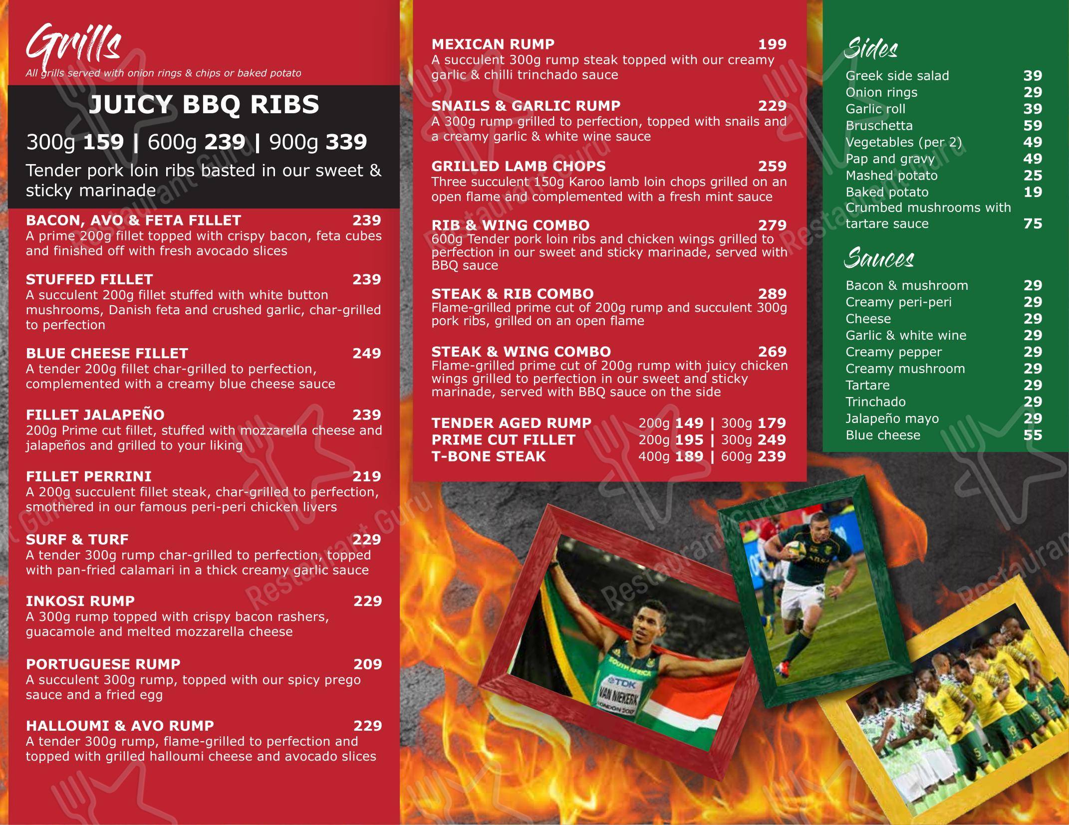 Menu at Green & Gold restaurant, Roodepoort
