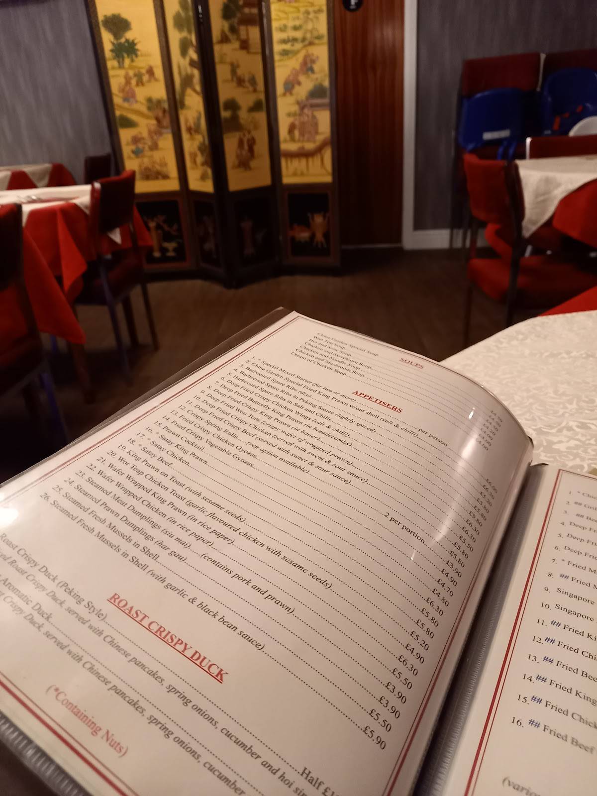 Menu at China Garden Restaurant, Greenock
