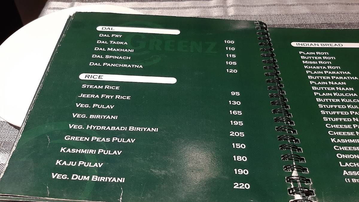 Menu at Greenz Restaurant, Gandhinagar, Greenz restaurant