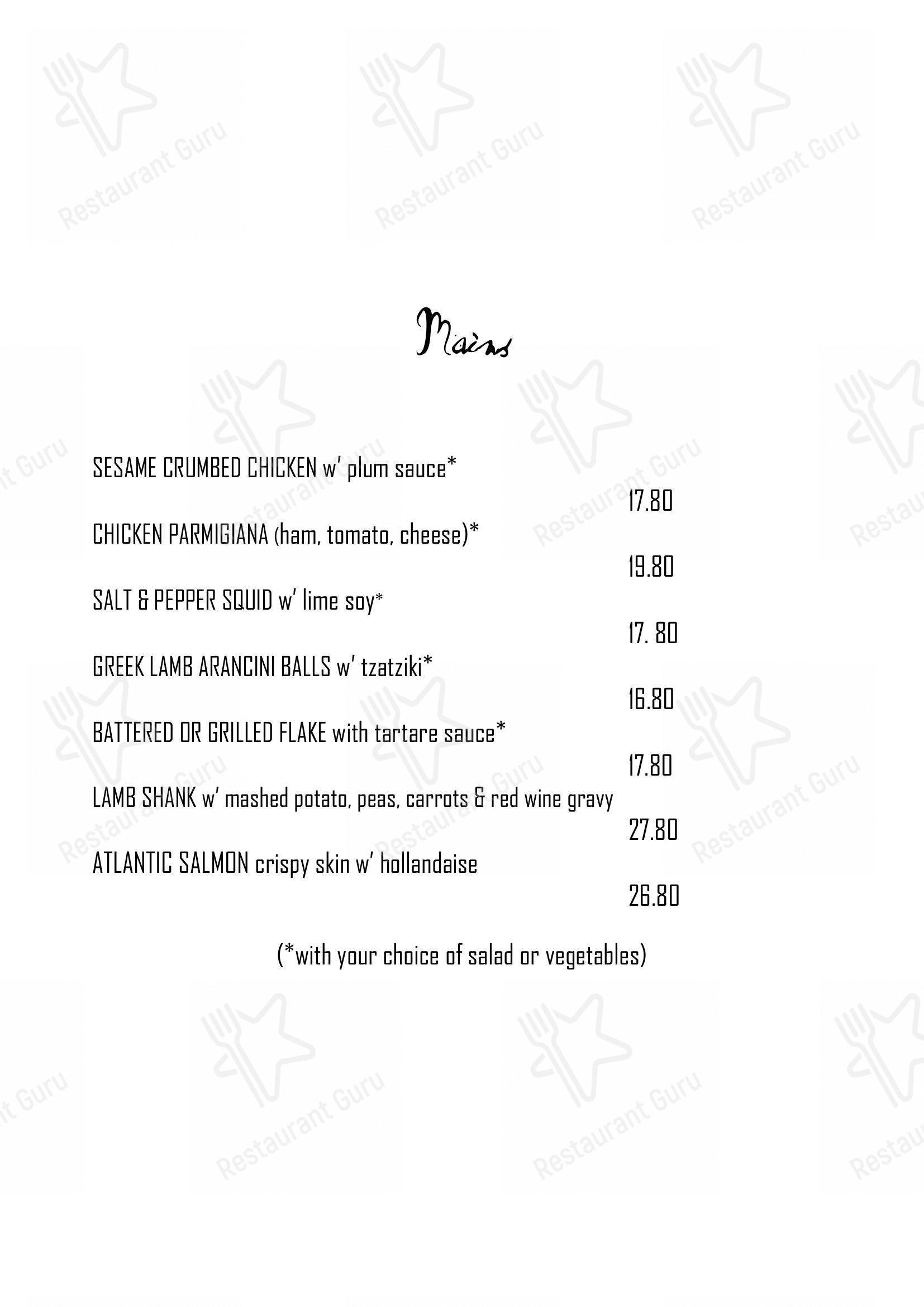 Menu at Gregory's Cafe Restaurant, Port Fairy