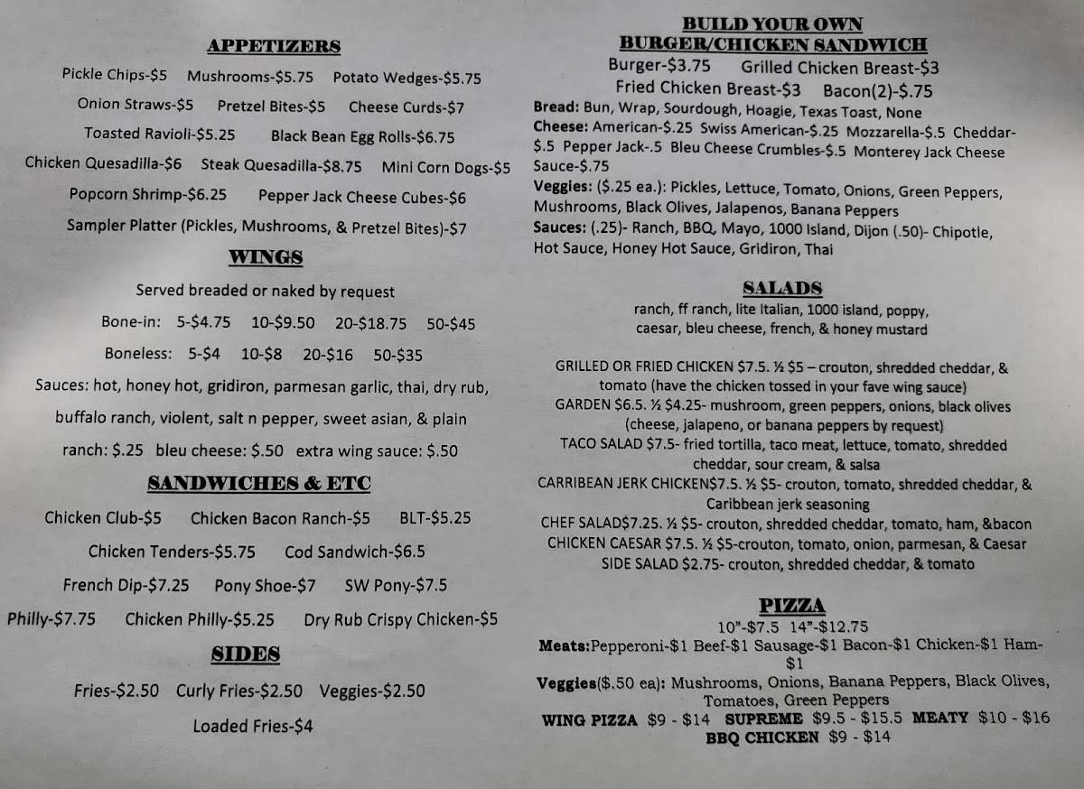 Menu at Gridiron Grill restaurant, Breese