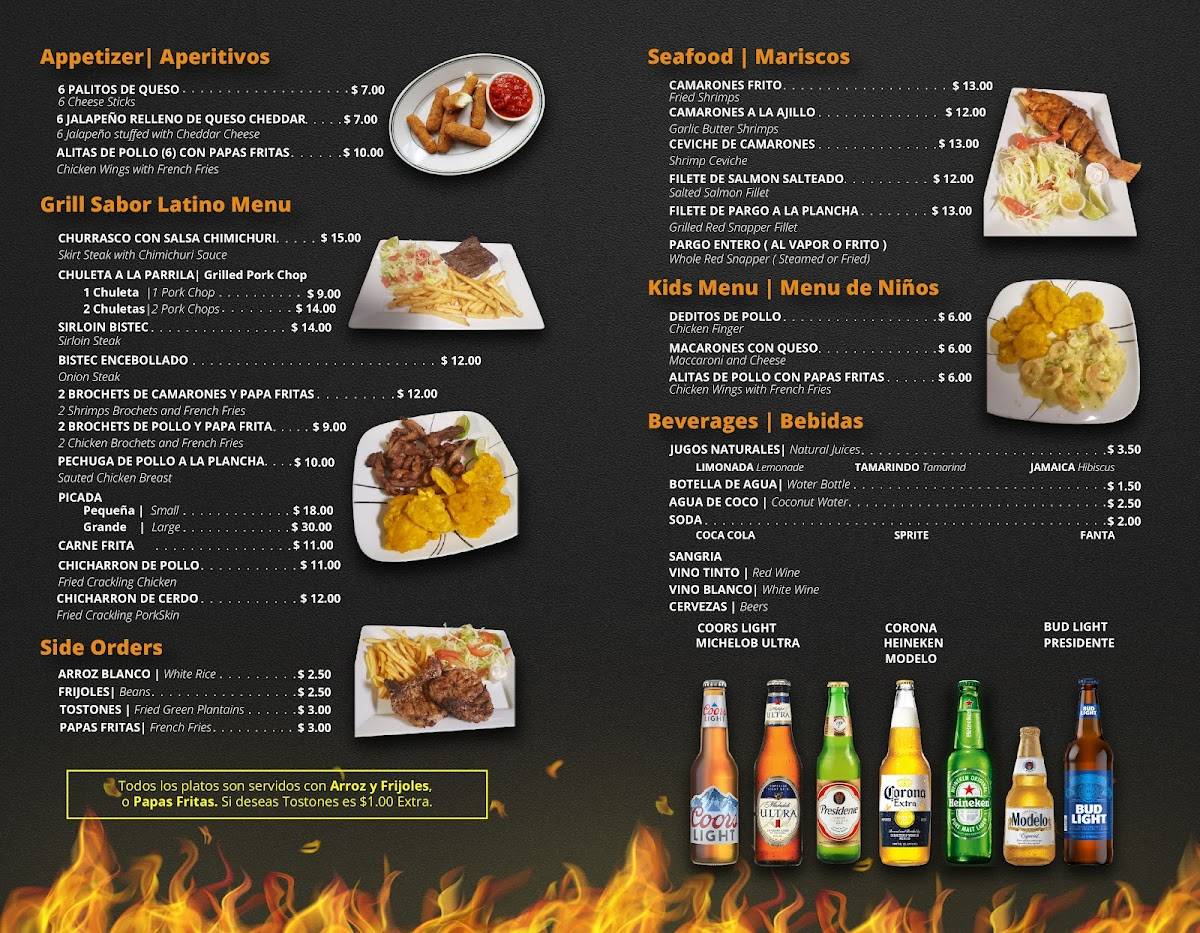 Menu at Grill Sabor Latino restaurant, Winter Park