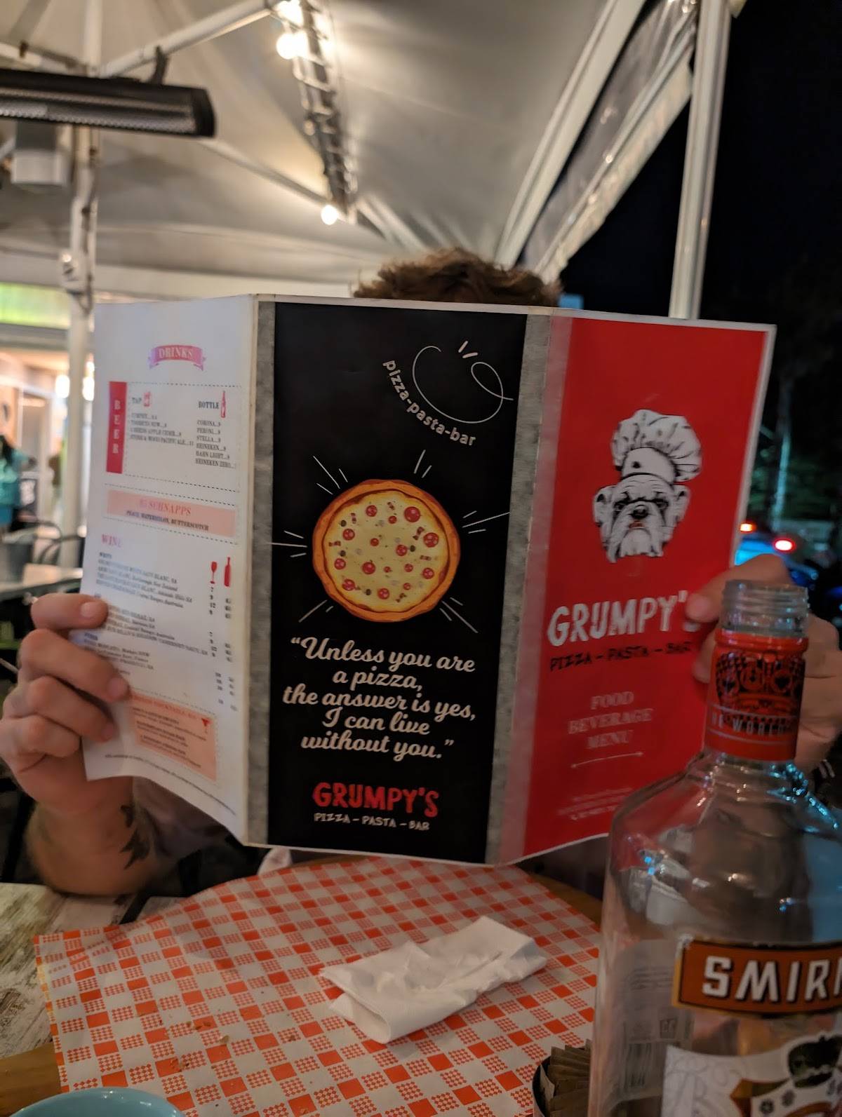 Menu at Grumpy's Pizza Pasta Bar, Bondi Beach