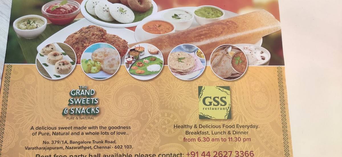Menu at Gss Veg. Restaurant ( Unit of The Grand Sweets and Snacks ...