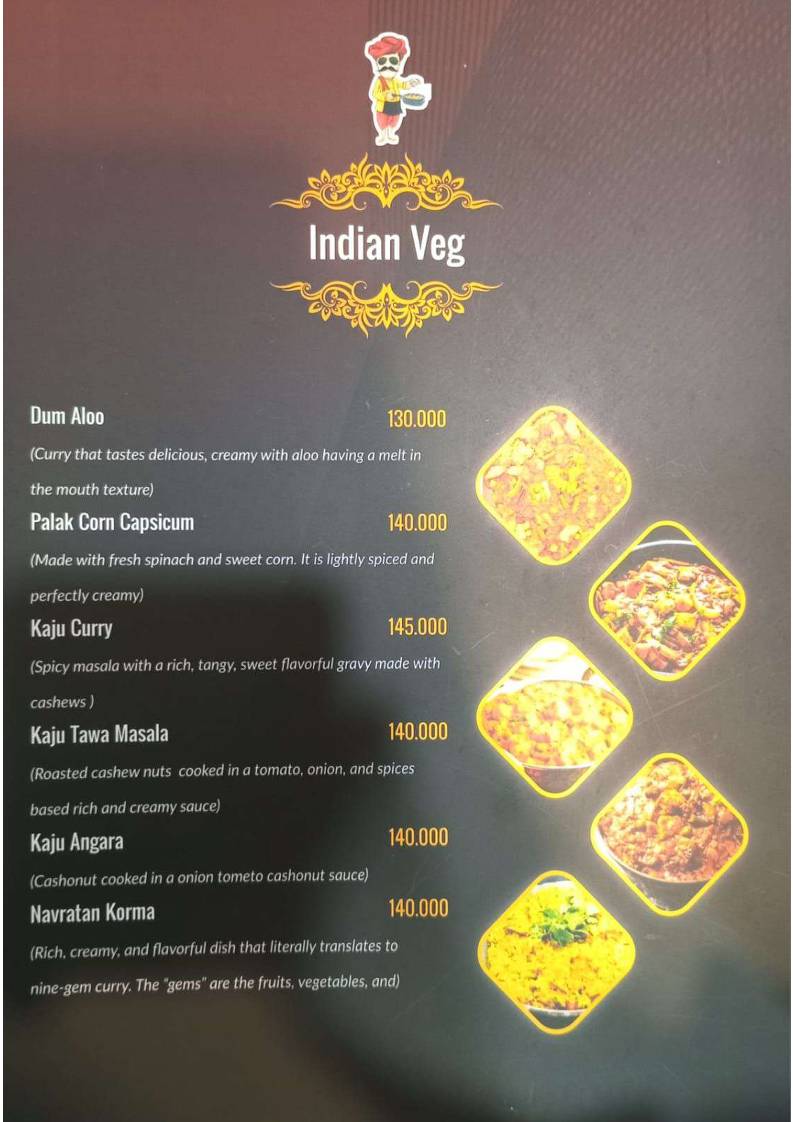 Menu at Gujarat Indian Restaurant, Ho Chi Minh City, 179 Phạm Ngũ Lão