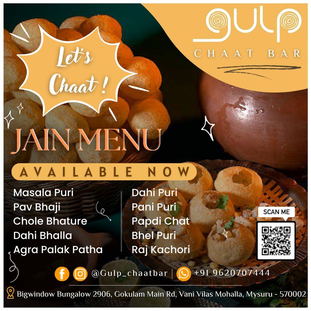 Menu at Gulp Chaat Bar, Mysuru