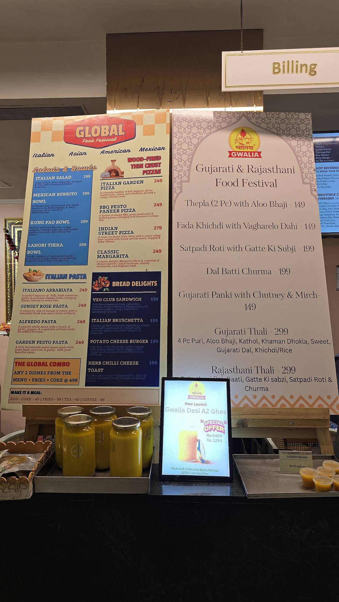 Menu at Gwalia, Bengaluru