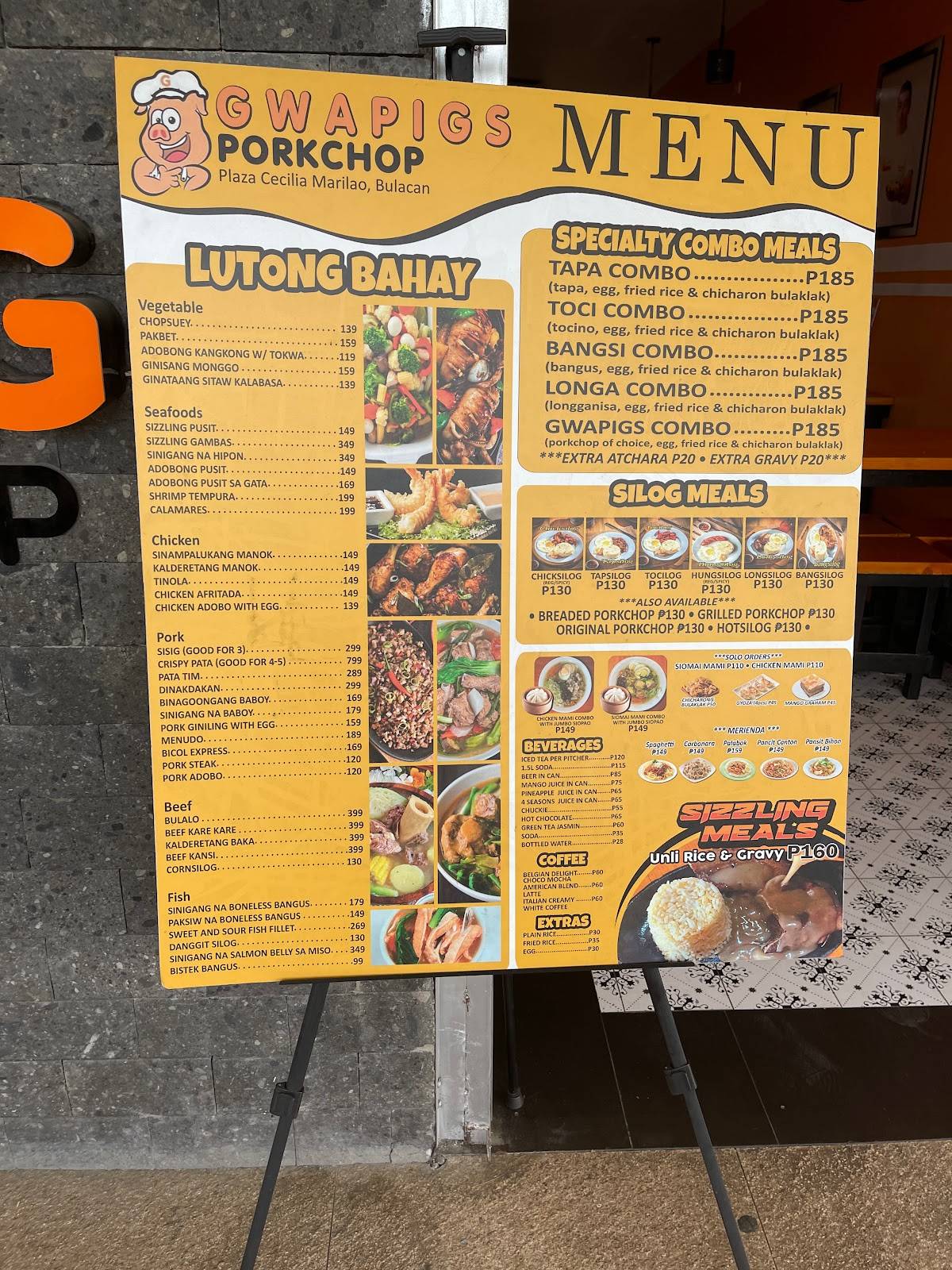 Menu at Gwapigs Porkchop Plaza Cecilia Marilao restaurant, Marilao