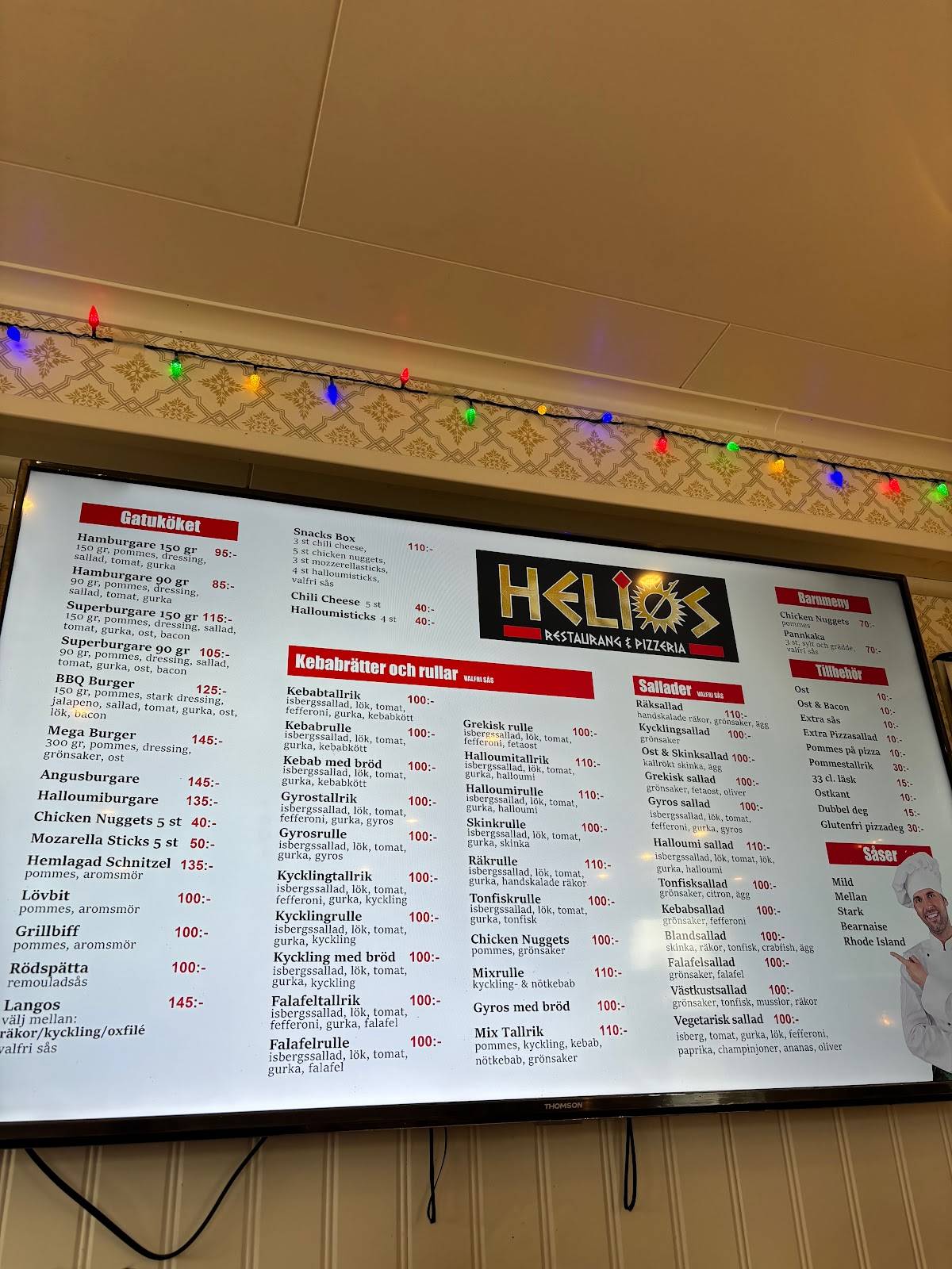 Menu at HELIOS RESTAURANG & PIZZERIA, Sweden