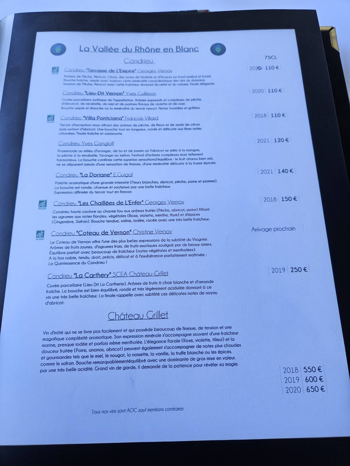 Menu au Hôtel & Restaurant Le Bellevue | Roches-de-Condrieu, Les Roches ...