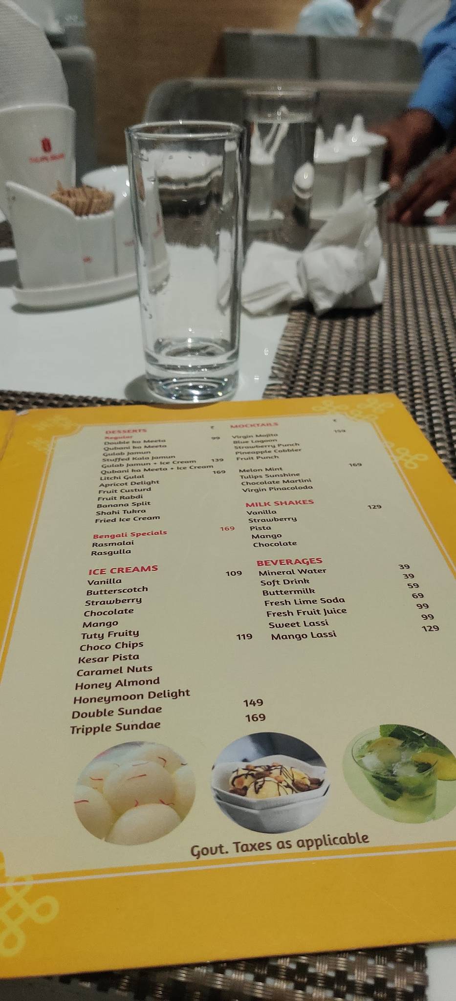 Menu at HOTEL TULIPS GRAND, Hyderabad, Turka yamjal