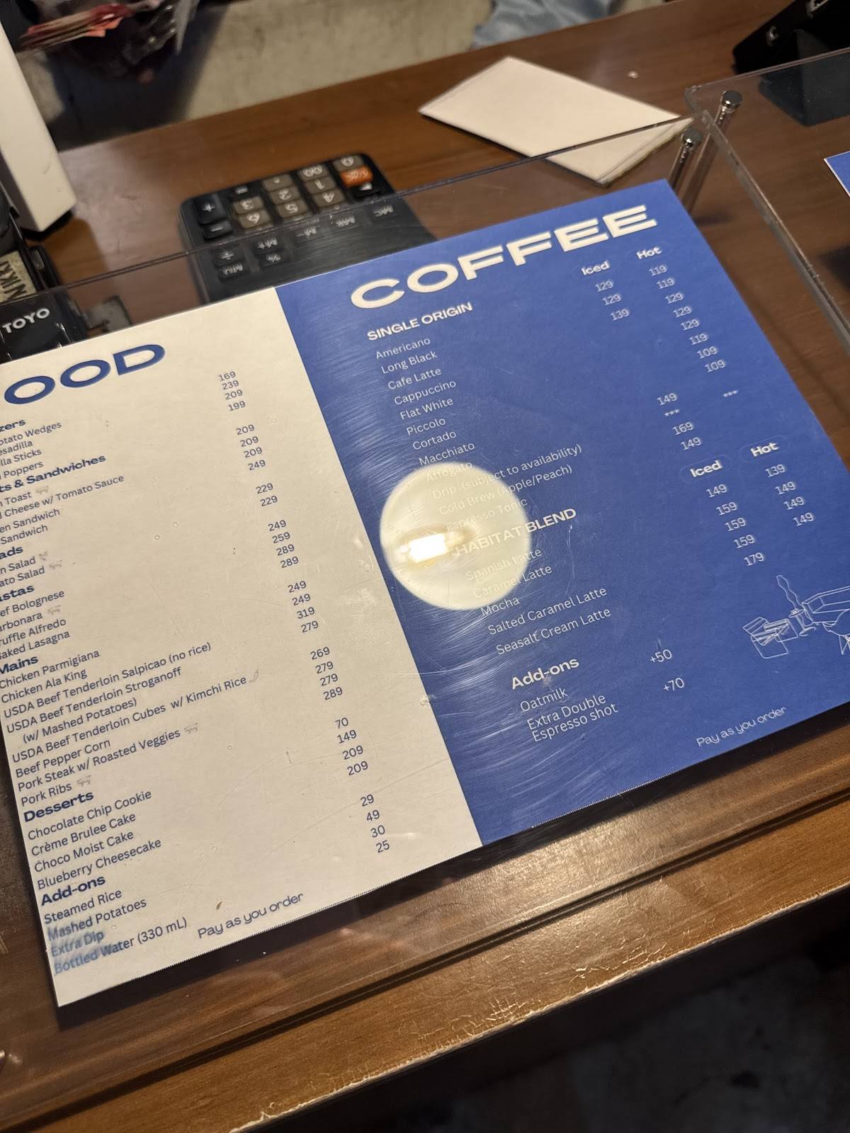 Menu at Habitat Coffee - Tionko Branch, Davao City