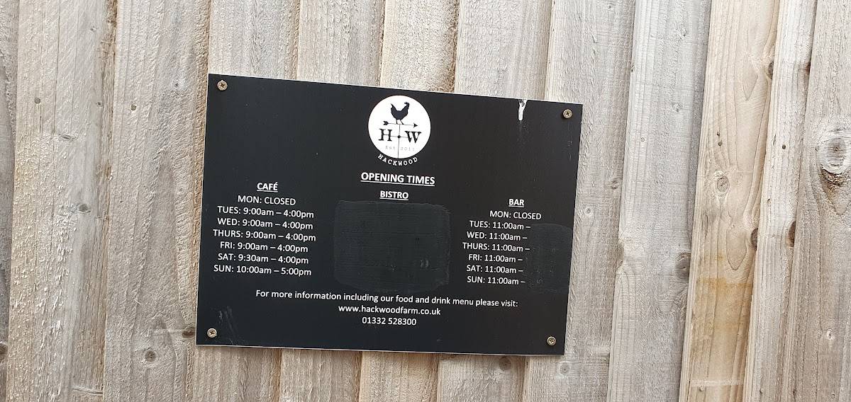 Menu at Hackwood cafe, Derby