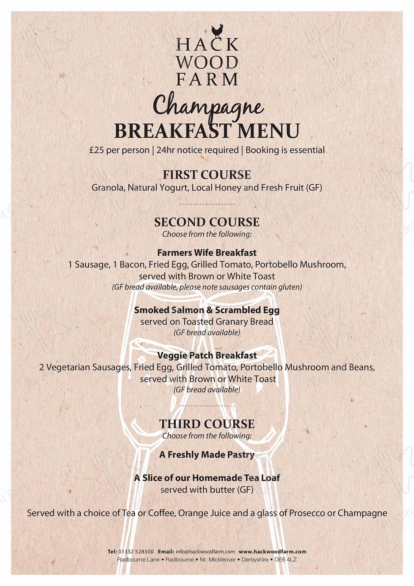 Menu at Hackwood cafe, Derby