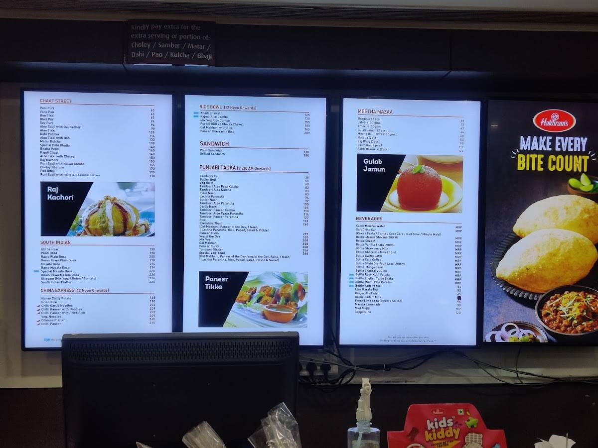 Menu at Haldiram's - Akshardham, New Delhi, Parsvnath Mall